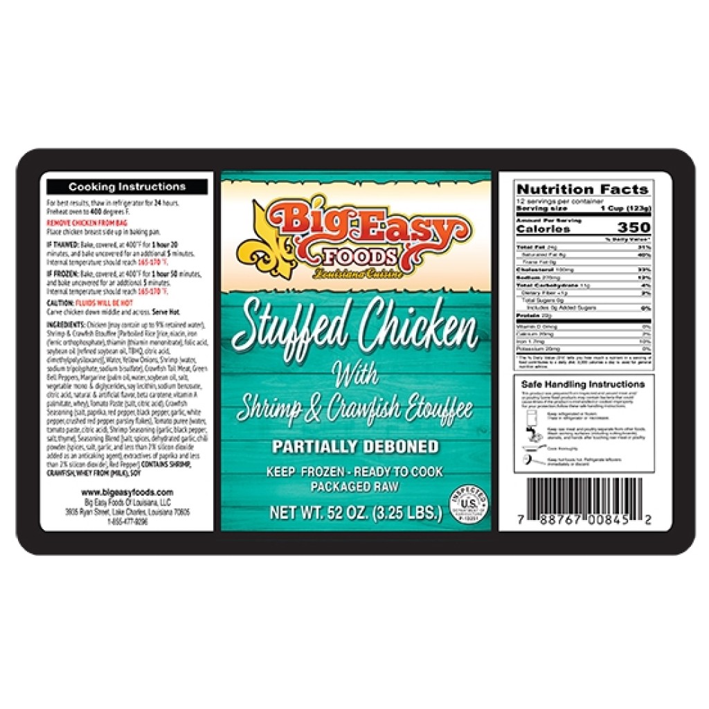 Big Easy Stuffed Chicken Shrimp & Crawfish Etouffee