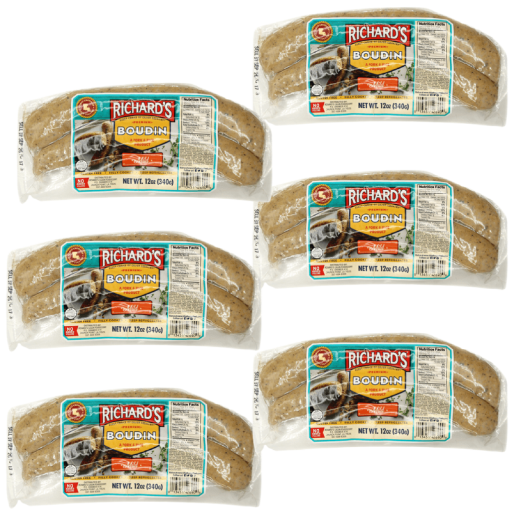 Richard's Premium Pork Boudin 12 Oz Pack of 6 - 013451426909-6